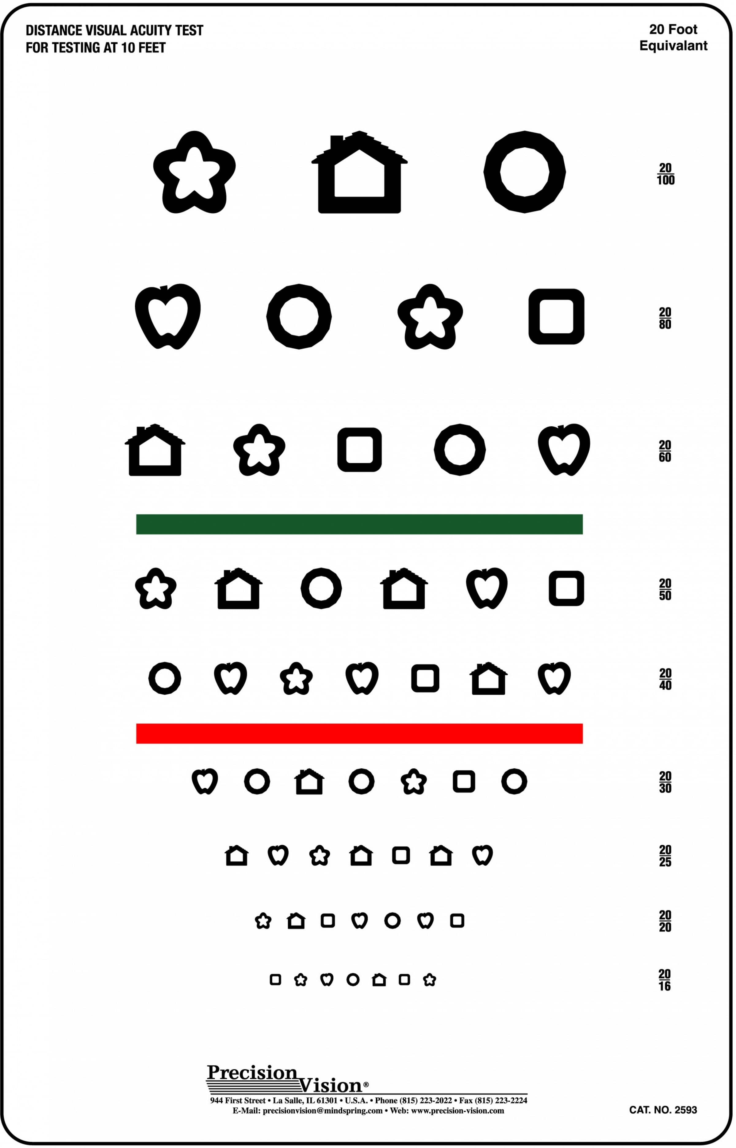 Sloan Striped Visual Acuity Chart Precision Vision Eye Chart Pro Test 