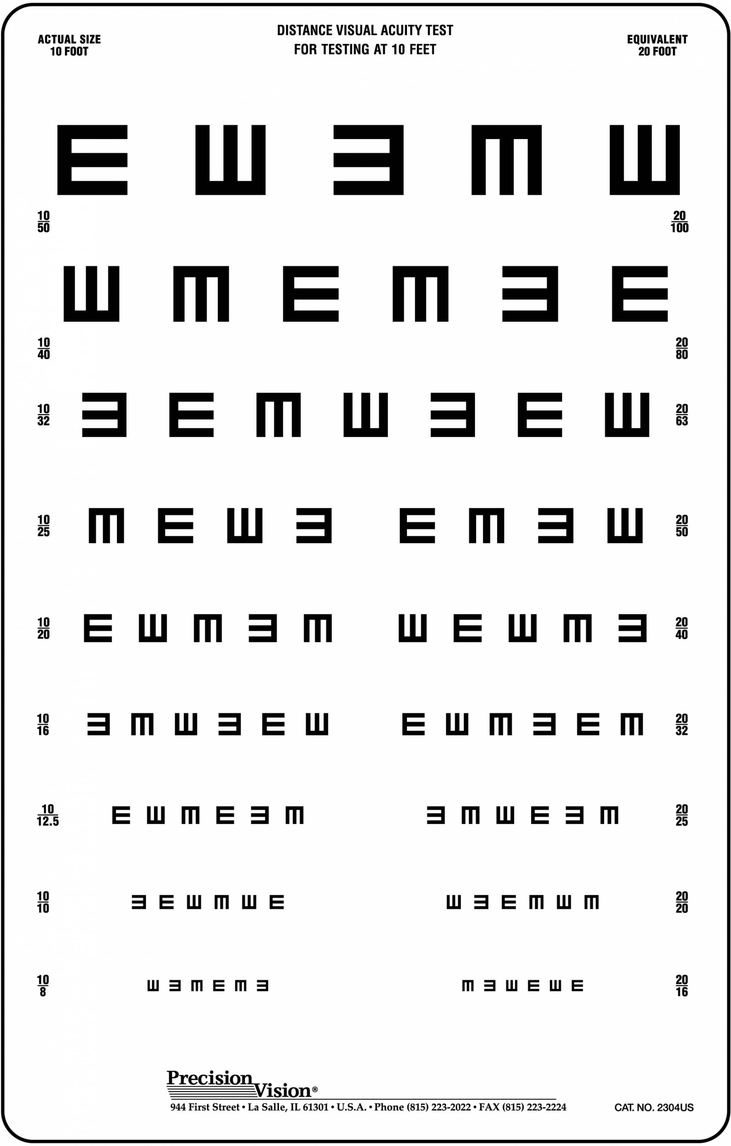 Tumbling E Visual Acuity Chart 3 Meters Precision Vision